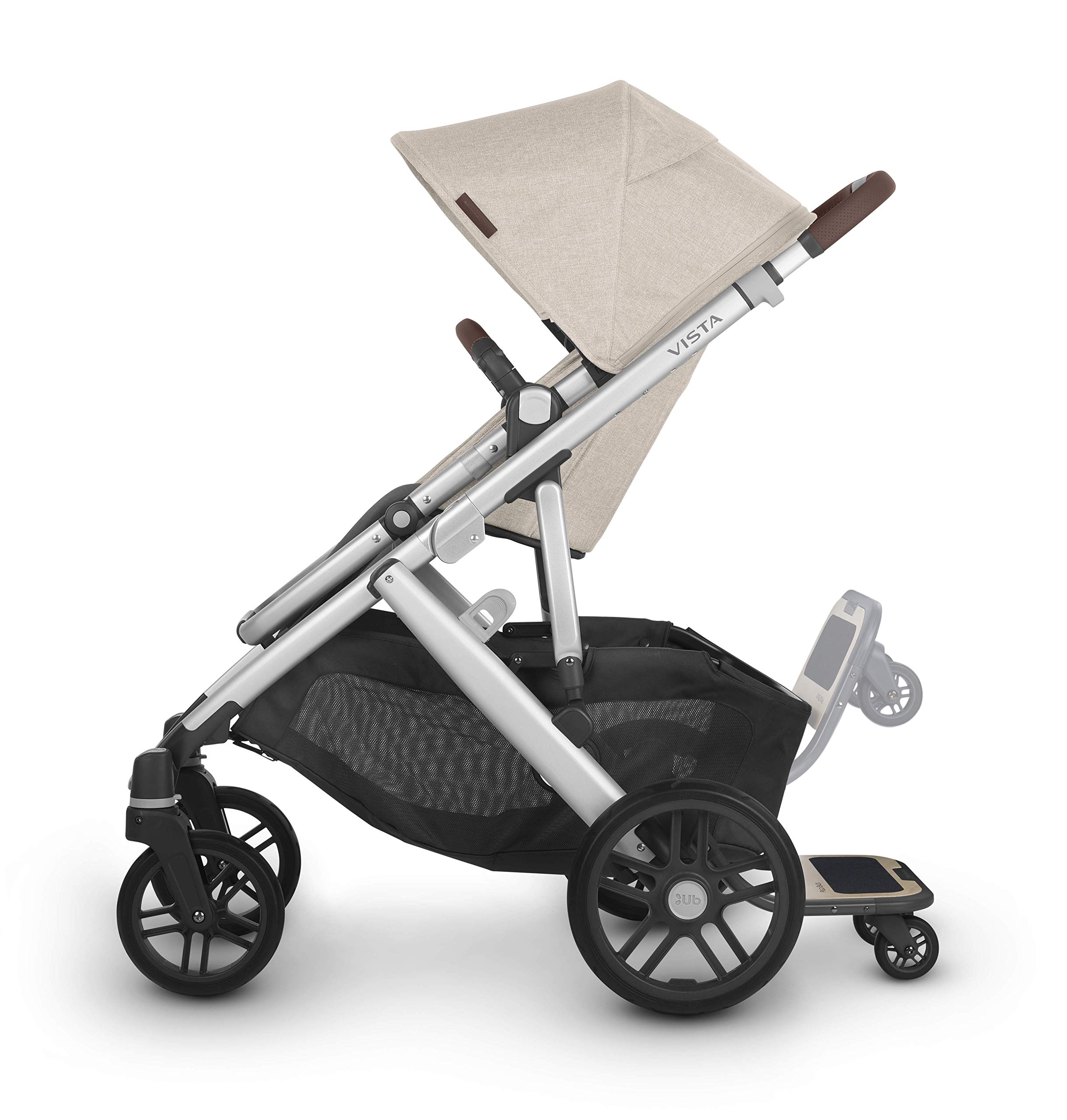 Vista V2 Stroller -Anthony (White & Grey Chenille/Carbon/Chestnut Leather) + Piggyback for Vista and Vista V2