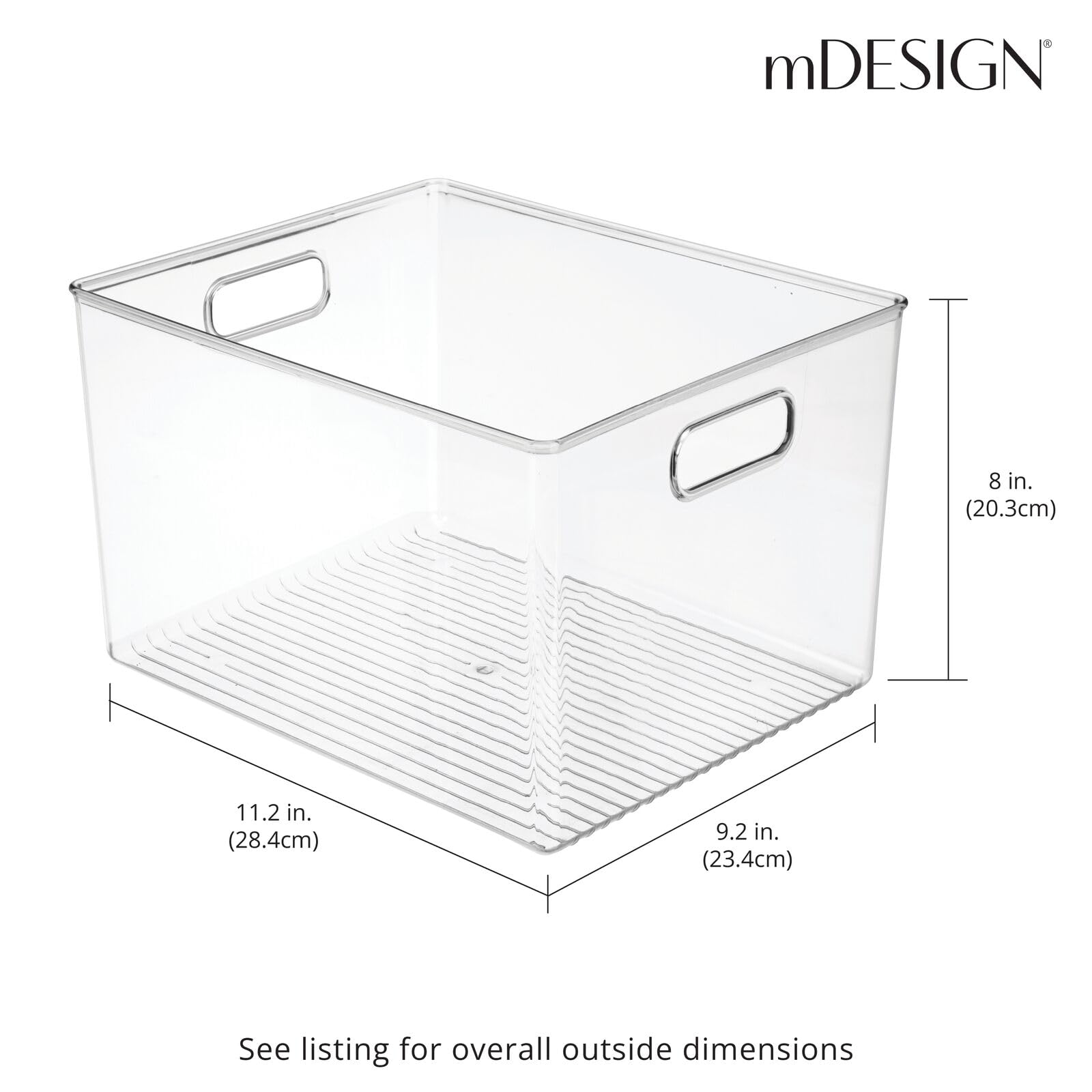 mDesign Large Plastic Storage Organizer Container Bin, Closet Organization for Hallway, Bedroom, Linen, Coat, and Entryway - Holds Clothing, Blankets, and Accessories, Ligne Collection, 2 Pack, Clear
