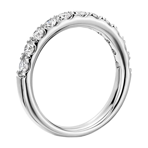 RITZIN Round Brilliant Shape White Color Moissanite Diamond 925 Sterling Silver Half Eternity Wedding Band For Women - (6) 3.5 MM