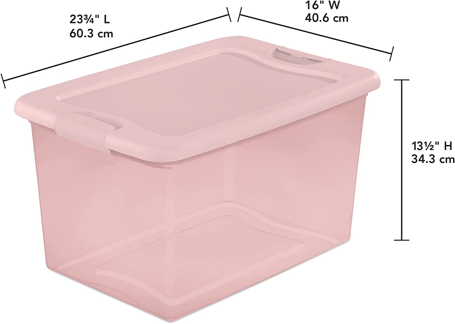 ONECAM 64 Quart Plastic Stackable Storage Container Bin Box Tote with White Latching Lid Organizing Solution for Home & Classroom, Blush Pink Tint,6 Pack