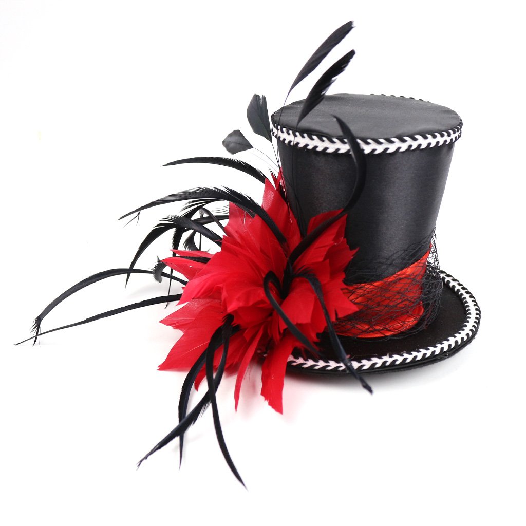 KOBTOKFY Women's Fascinator, Red, One Size