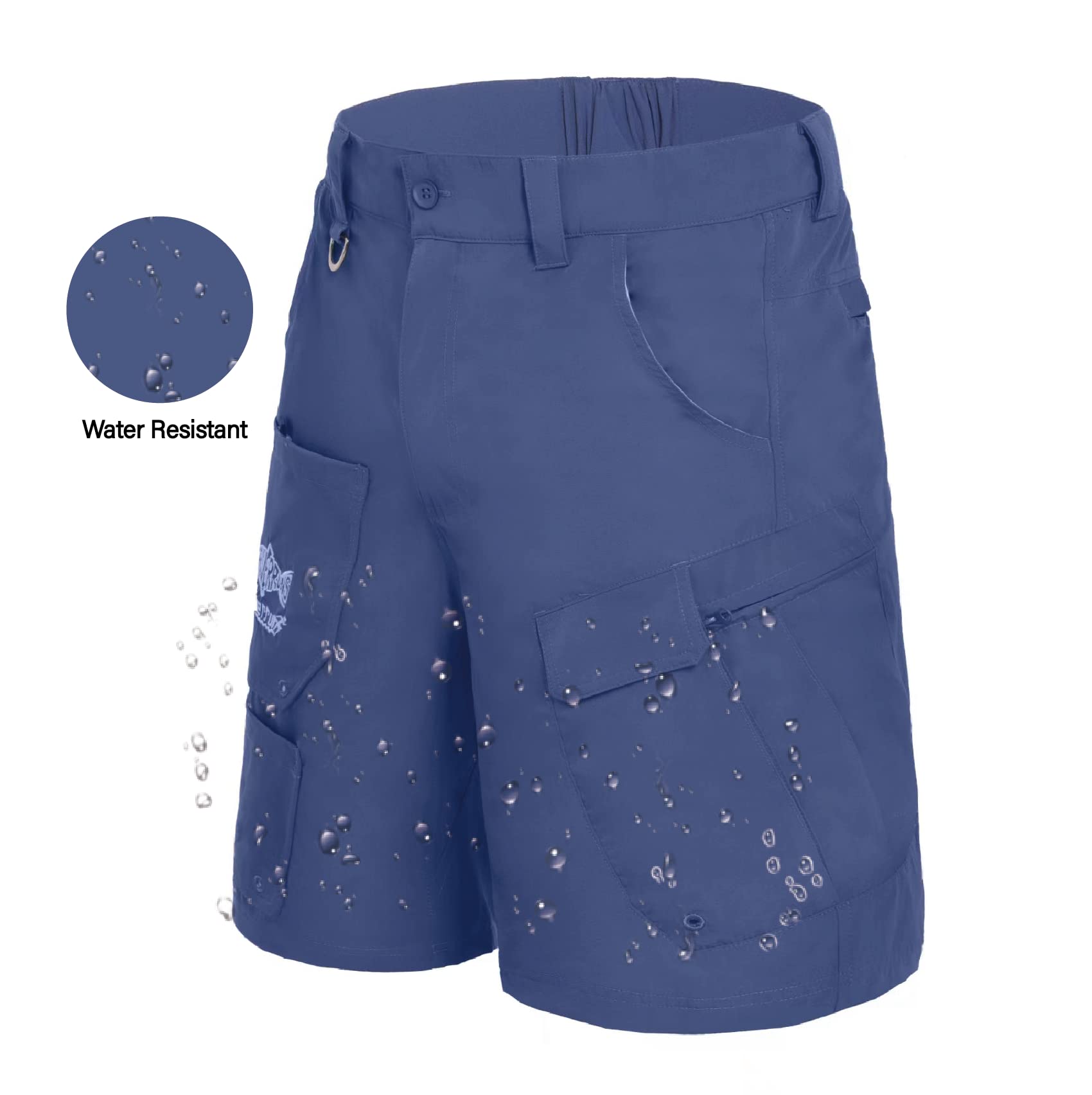 Riverruns 9 Pockets Performance Fishing Shorts, Water-Repellant Cargo Short, Breathable UPF 50+ Hiking Shorts Khaki