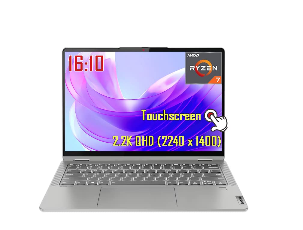 Lenovo Flex 5 14" 2-in-1 16:10 2.2K QHD (2240 x 1400) Touchscreen Laptop, AMD 8-Core R7 5700U, WiFi6, Backlit KB, Fingerprint Reader, Win11, W/1-Year Office 365 (16GB RAM | 2TB PCIe SSD)