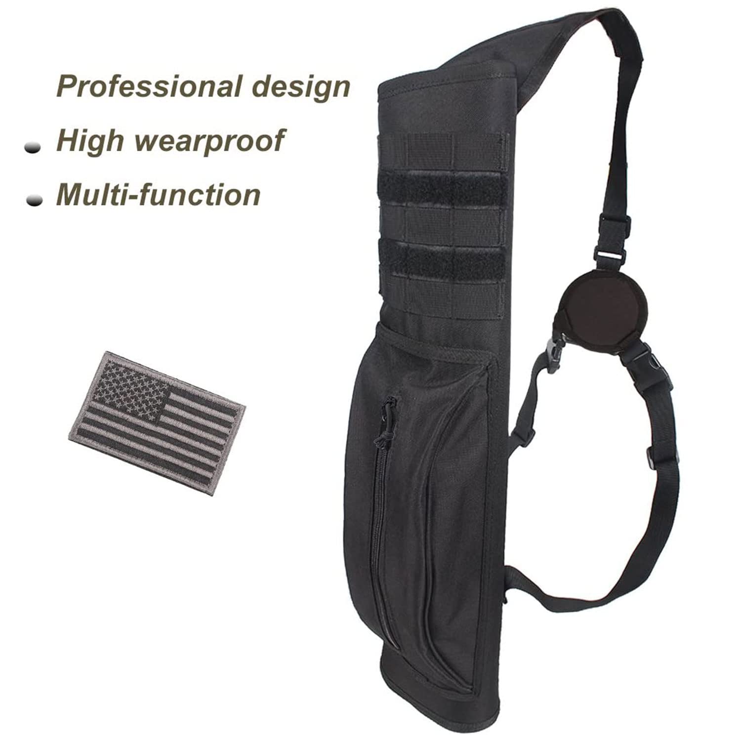 KRATARC Archery Multi-function Heavy Duty Back Arrow Quiver with Molle System Shoulder Hanged Target Shooting Quiver for Arrows (Black- for Right-handed)