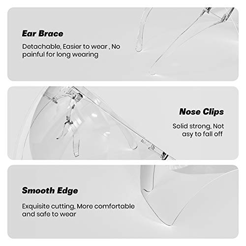 Wattne 【Two Pack】 Safety Face Shield, Clear Full Face Shields with Frame Detachable Protective Reusable Goggle Shield Anti-spitting Fog & Scratch Resistant Suitable for Indoor and Outdoor Activities
