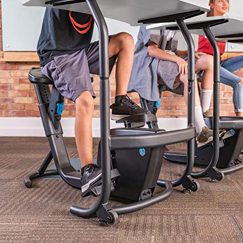 LifeSpan Unity Junior Bike Desk | Pedal Desk for Classroom or Home School | White Desktop with Black Frame