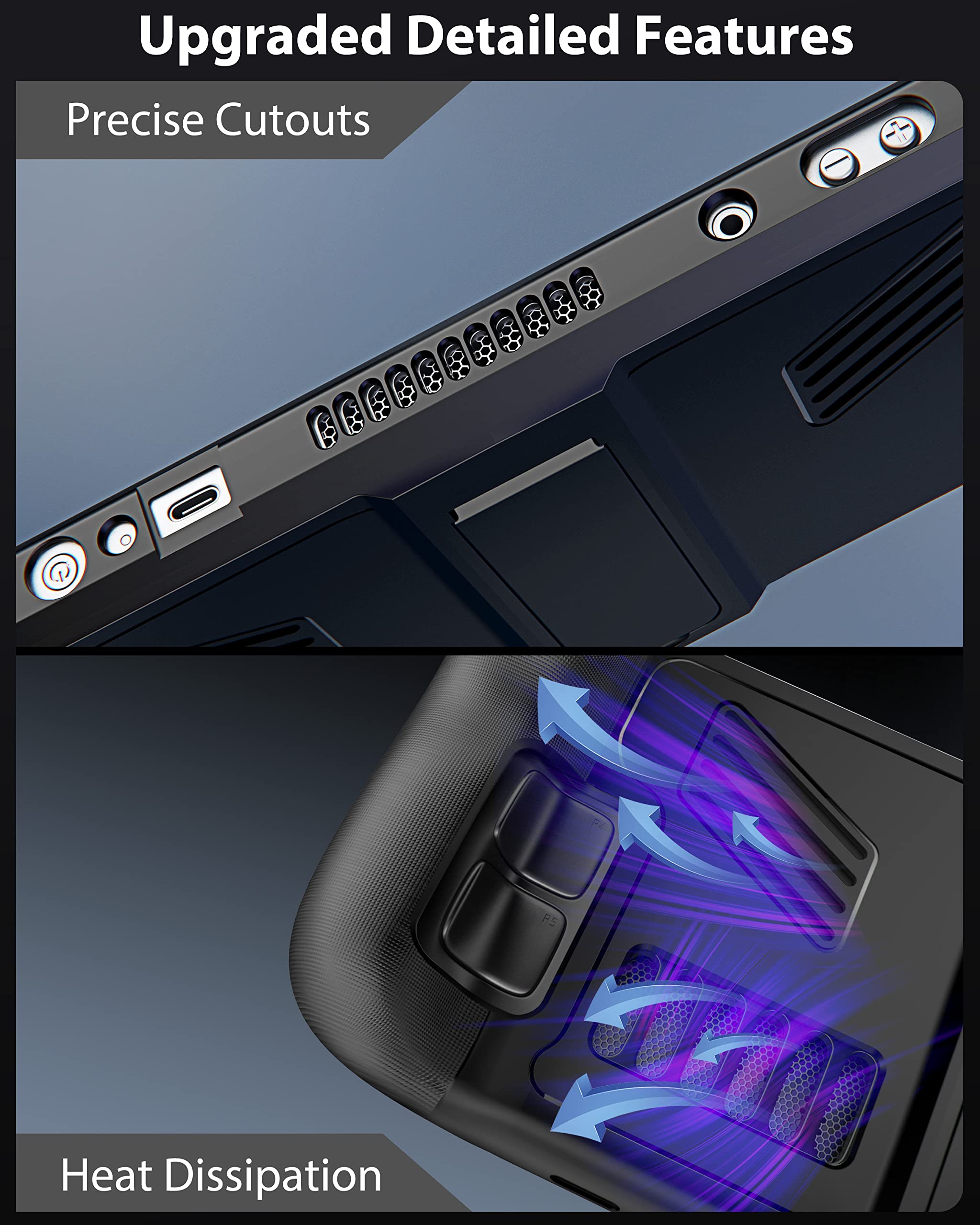 TOENNESEN Case for Steam Deck, Anti-Scratch and Non-Slip Grips Vavle Steam Deck Accessories, Protective Cover with Kickstand Designed for Steam Deck (With Kickstand)