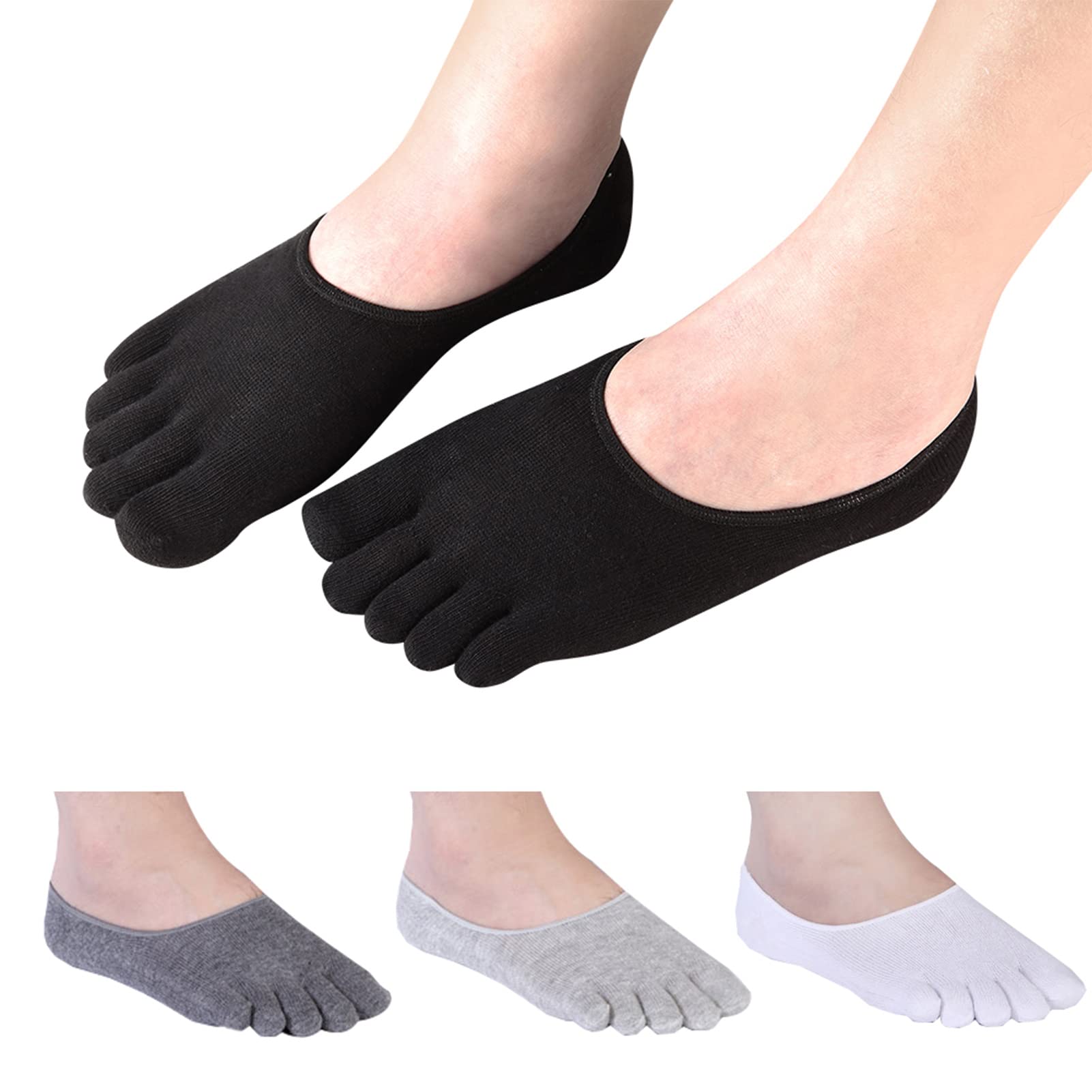 Meaiguo Toe Socks No Show Running Five Finger Socks for Men Women 4 Pairs