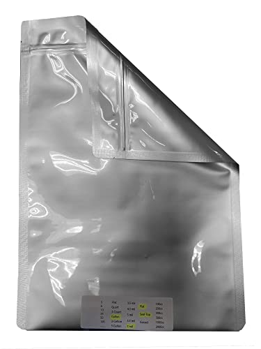 PackFreshUSA: 7 Mil - Gallon Premium Century Seal-Top Mylar Bags (10" x 14β) - Rounded Corners - Heat Sealable - Long-Term Food Storage (100)