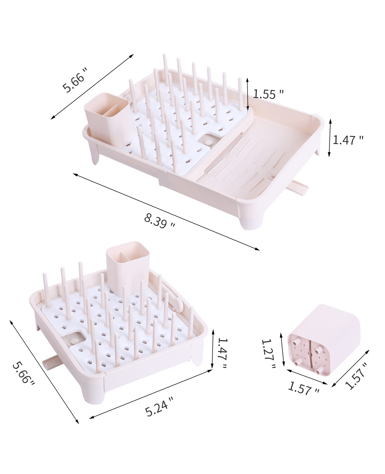 Outlet Dish Drying Rack - Large Adjustable Dish Rack Expandable Plastic Dish Drainer for Kitchen Counter with Utensil Holders, Detachable Space Saving Kitchen Organizer for Bowls Plates (Apricot)