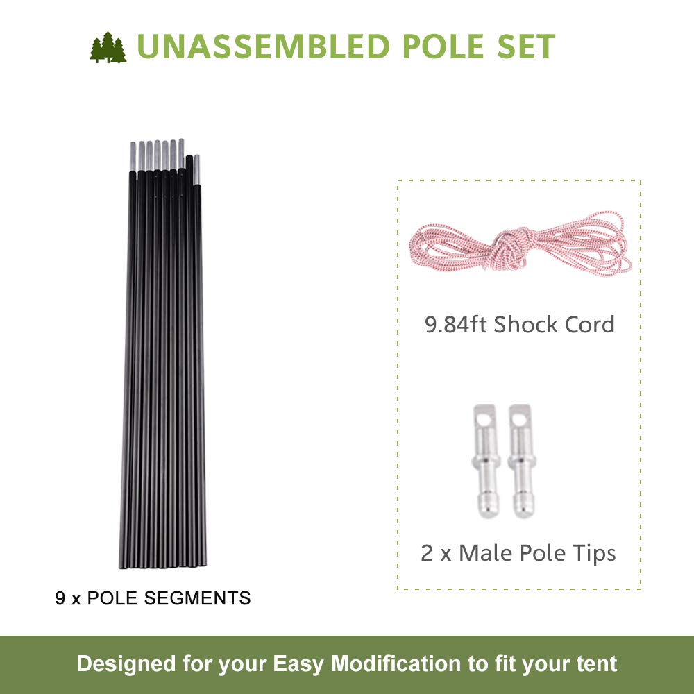 Mavelovs Tent Poles Replacement 12ft, Non-Assembled Lightweight Aluminum Alloy 7001 T6 Heated Tent Pole, Tent Pole Repair Kit Outer Diameter 0.33β 8.5mm 1 Pole Pack