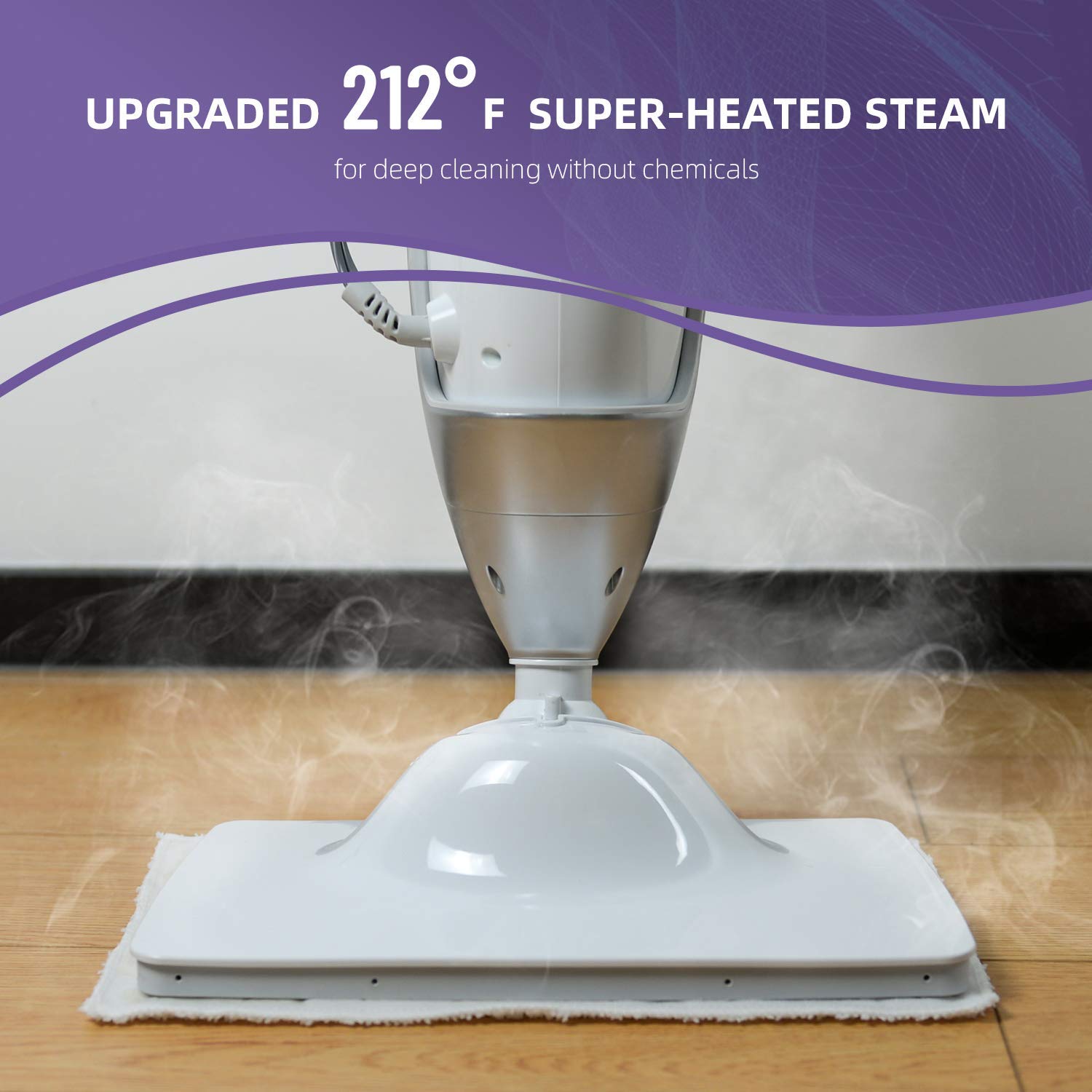 LIGHT 'N' EASY Multifunctional Steam Mop with Detachable Handheld Unit Floor Steamers Cleaner for Hardwood,Grout,Tile White, 7688ANW (Renewed)