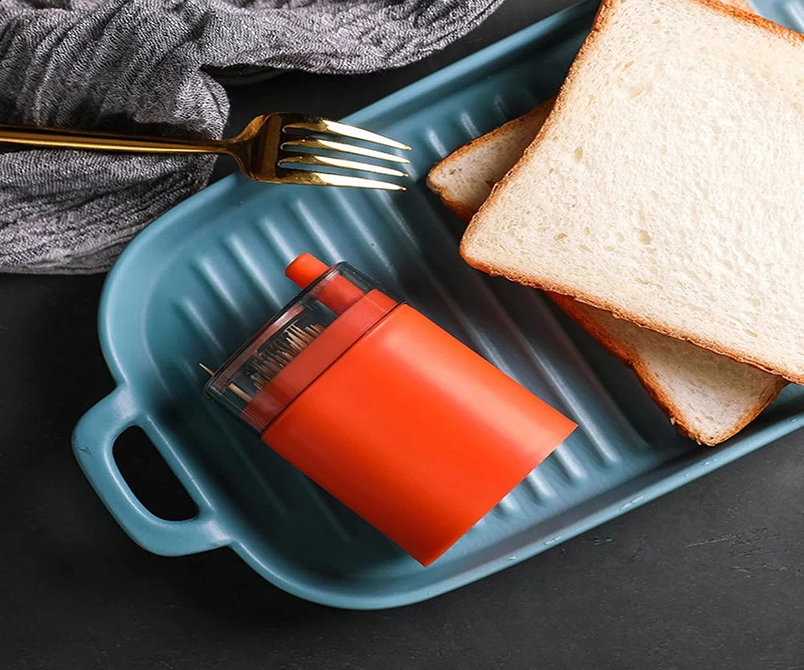 Syart Toothpick Holder Dispenser Pop-Up Automatic Toothpick Dispenser for Kitchen Restaurant Thickening Toothpicks Toothpicks for Appetizers Toothpicks for Appetizers Toothpick Storage Box (orange