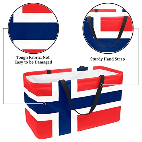 Reusable Grocery Bags,Recyclable Shopping Bags,flag of Norway,Washable Durable Pouch Portable Tote Bag