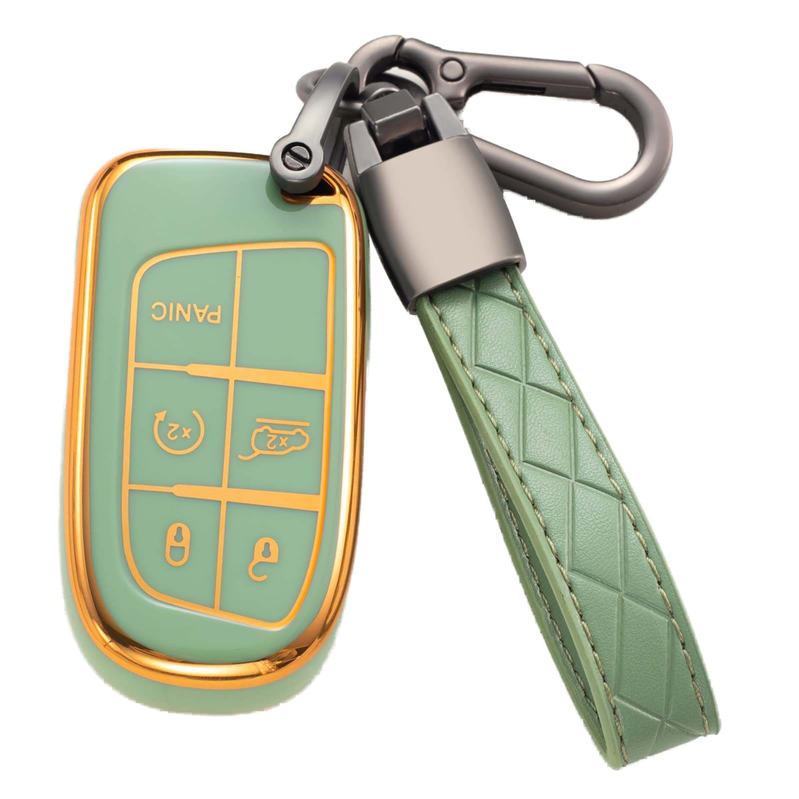 Saimui Keychain Case For Jeep Grand Cherokee Wrangler Compass Cherokee Renegade Patriot Grand Comander 3 4 5 Key Protector, White