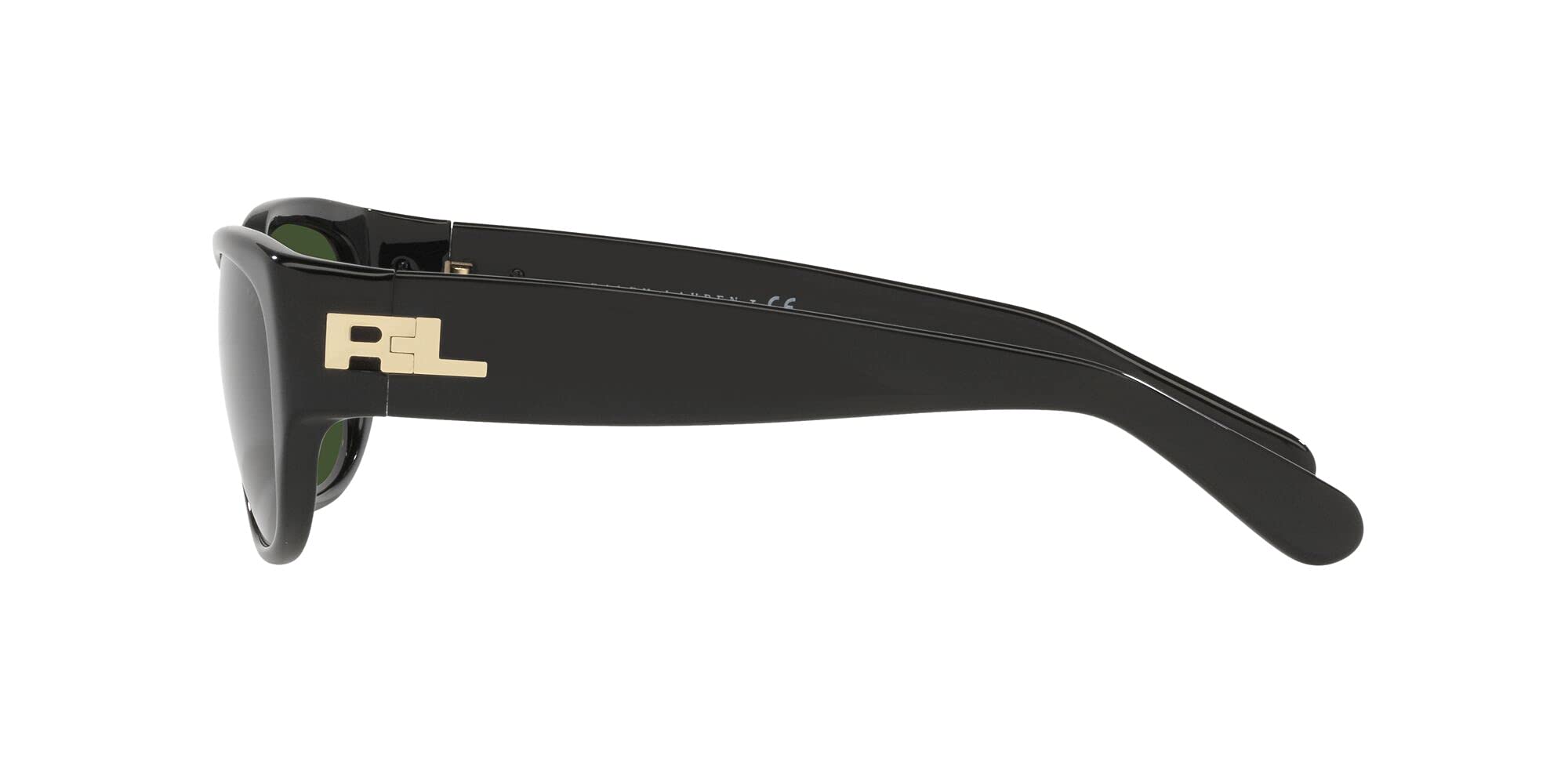 Ralph by Ralph Lauren Women's RL8193 Square Sunglasses, Shiny Black/Bottle Green, 56 mm