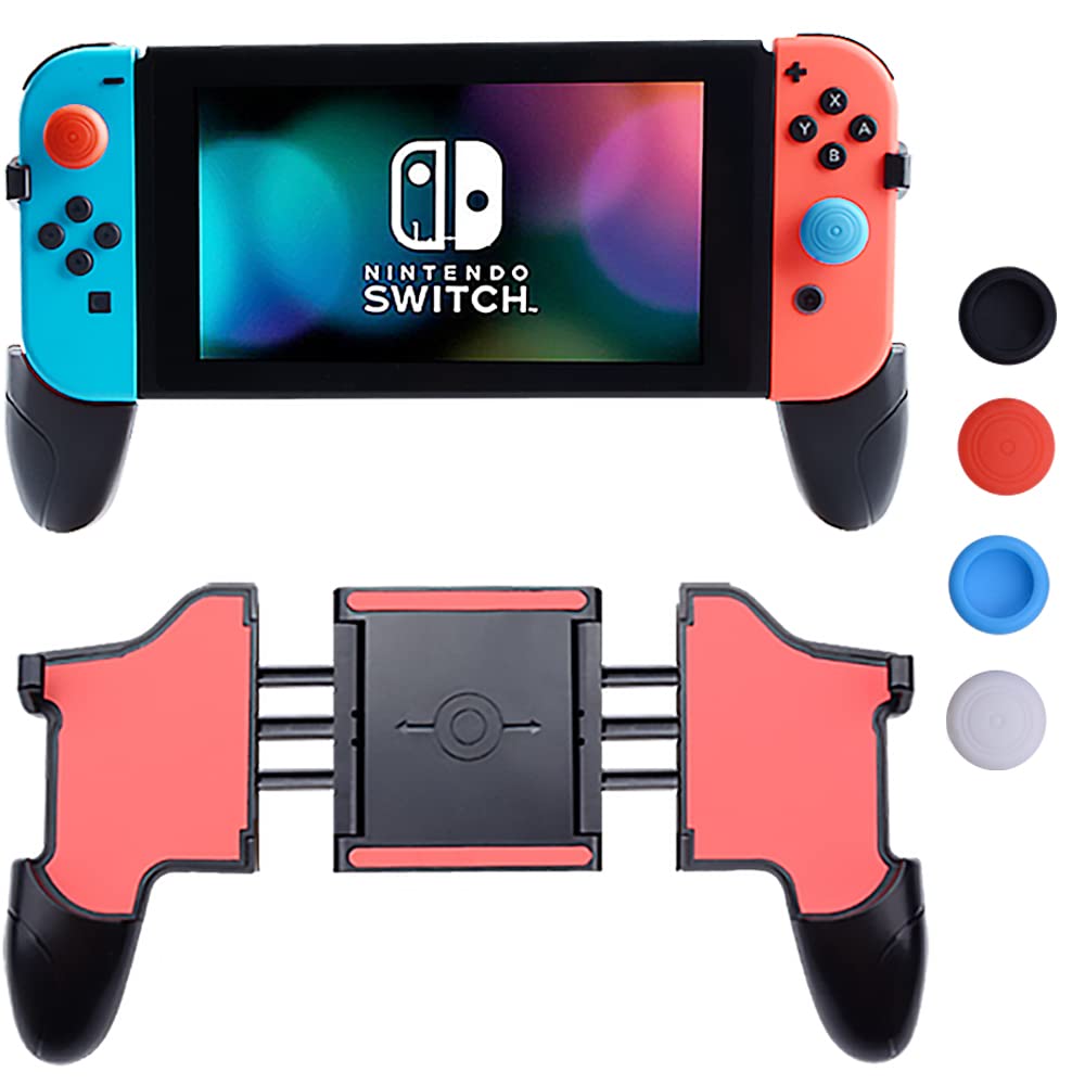 New Scale Switch Grip Compatible with Nintendo Switch,Handheld Grips Case Fits Nintendo Switch Joy Con with 2 Game Card Storage Slots and Heat Dissipation Function 4 FREE Thumbsticks