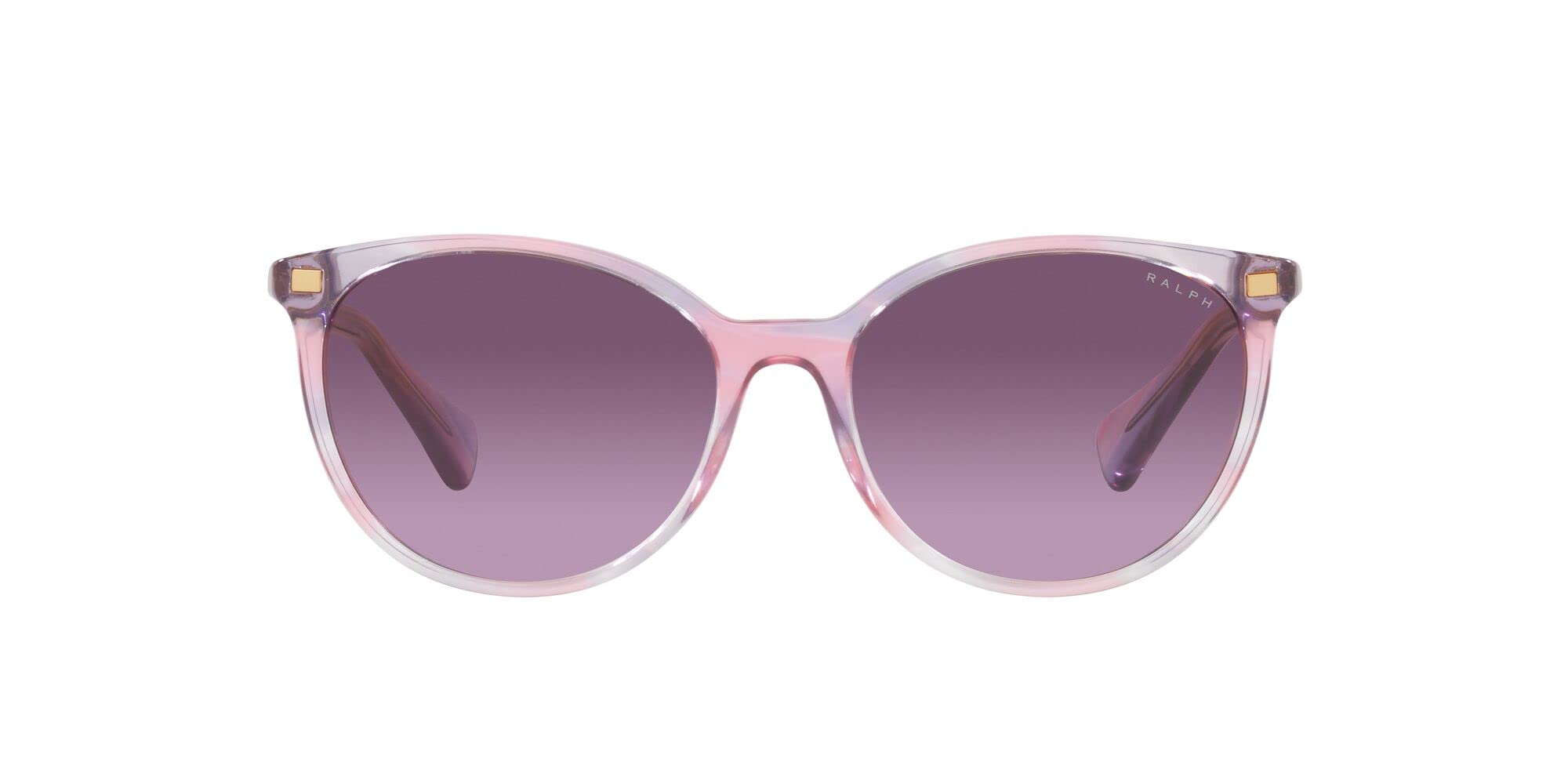 Ralph by Ralph Lauren Women's RA5296 Round Sunglasses, Shiny Black/Gradient Grey, 55 mm