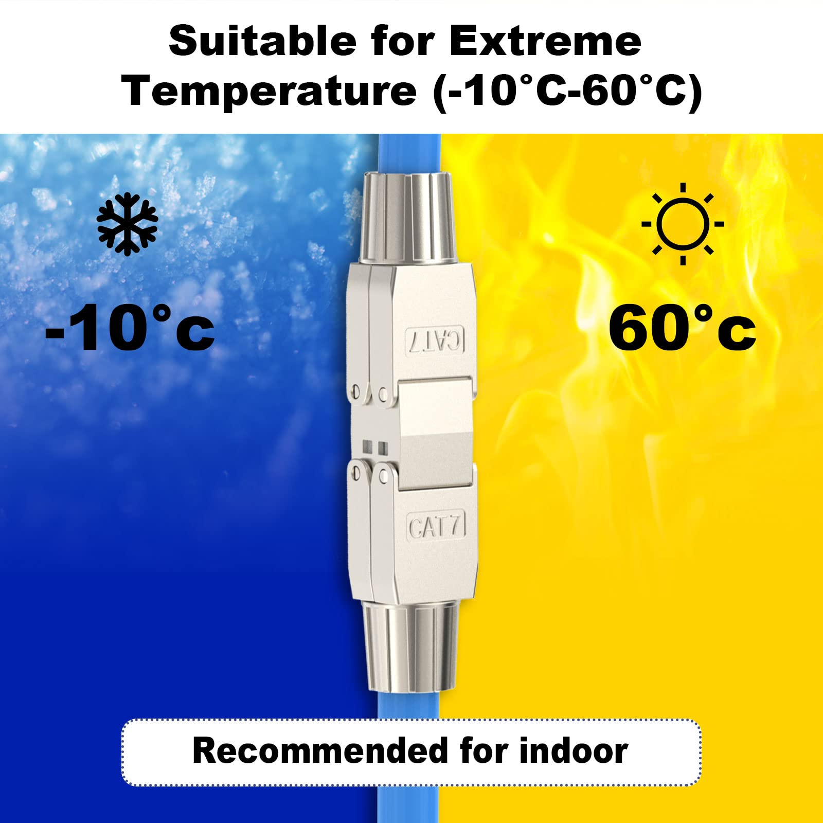 VCELINK Tool-Free RJ45 Coupler Shielded, Ethernet Cable Extender PoE+ for Cat7/Cat6a/Cat6 Network Cables 2 Pack, Silver