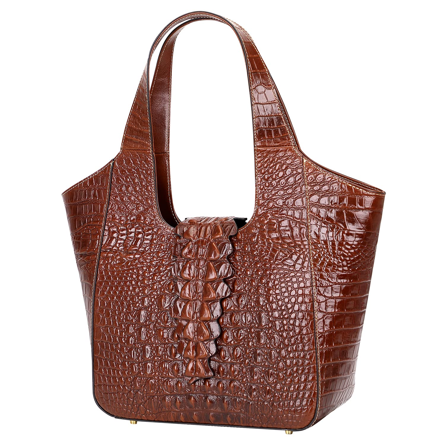 PIJUSHI Designer Hobo Bag for Women Crocodile Leather Shoulder Purse(66315 Brown)