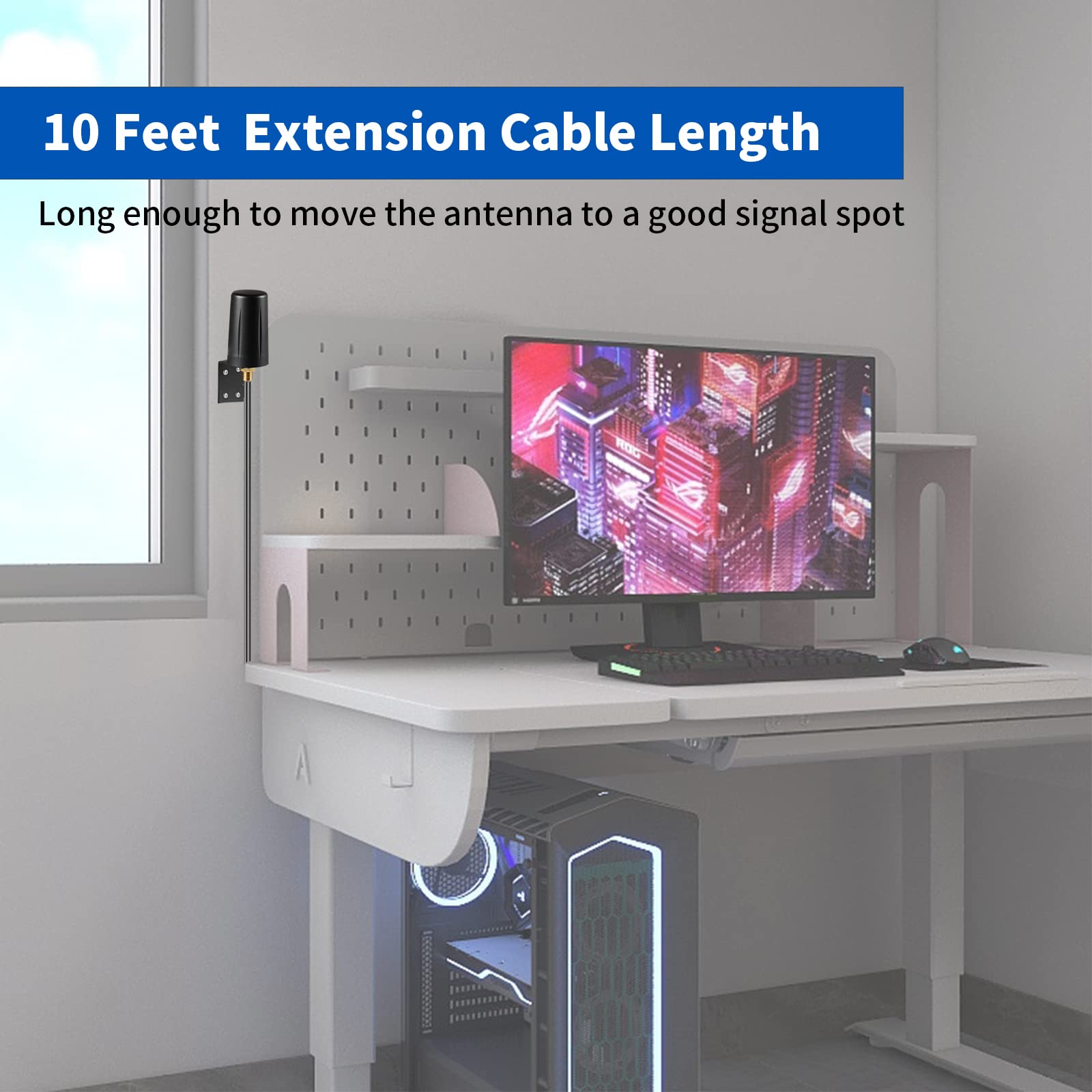 Waterproof 5dBi 3G 4G/LTE 2x2 MIMO Low Profile Omni-Directional Antenna with 10 ft Coax Cables for Verizon AT&T T-Mobile Sprint Cellular Cisco, Cradlepoint, Digi, Pepwave 4G LTE Router,Eifagur