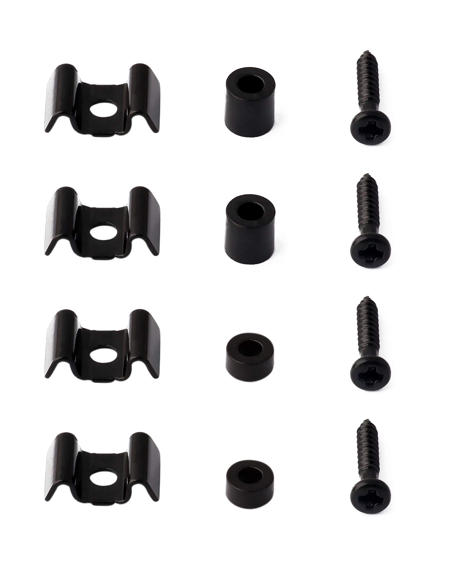 Metallor Guitar String Trees String Retainer Guides Compatible with Strat Tele Style Electric Guitar Bass Parts Replacement Pack of 4pcs with Mounting Screws Black.