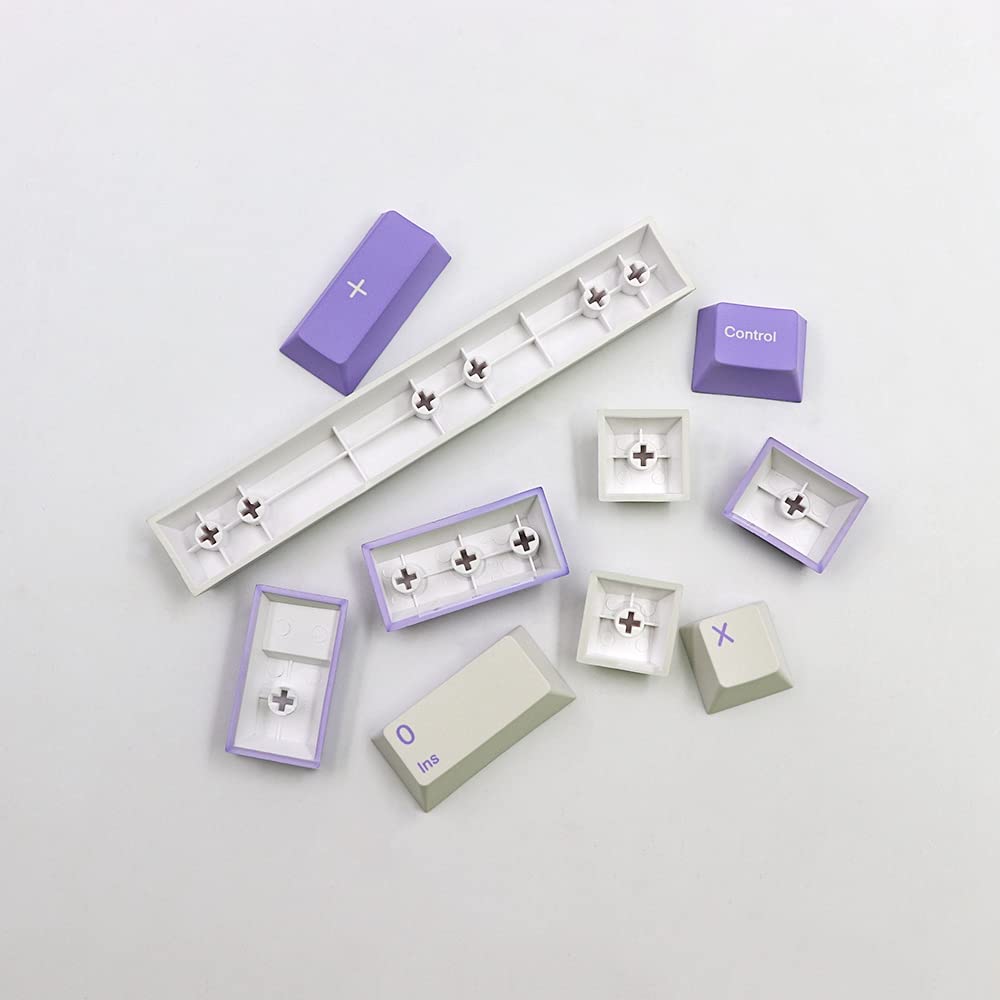 Synpinya 135 Key/Set Tuzi Theme PBT Subbed Keycap for MX Switch FL980 Mechanical Keyboard Keycap Japanese Key Caps, Purple & White (500201193A1)