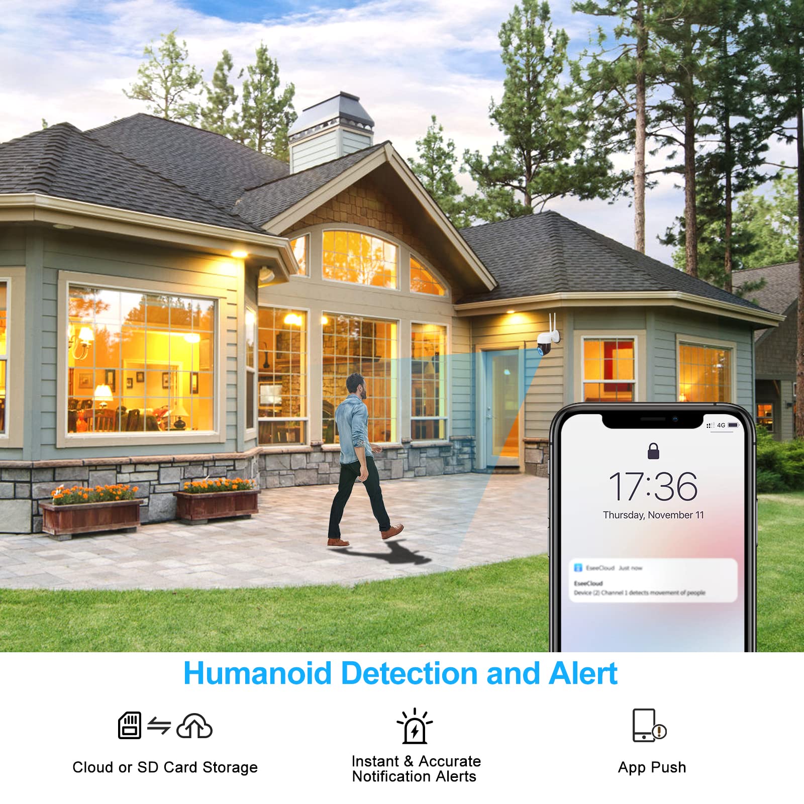 YoLuKe PTZ Camera Outdoor,5MP 20X Optical Zoom WiFi IP Camera with 360° Rotate and 1000ft View Distance/Human Detection & Auto Tracking/Two Way Audio/IP66 Waterproof/Night Vision