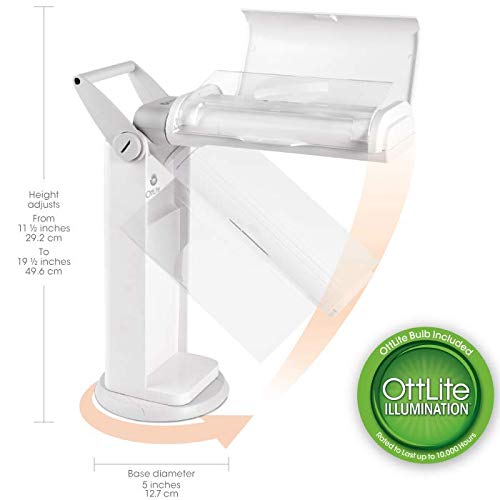 OttLite 13 Watt Magnifier Task Lamp with 2X Magnification and Swivel Base, Dark Blue