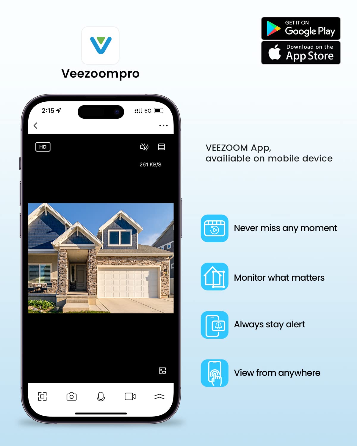 Veezoom PoE Camera - IP Security Camera for Full-Color Night Vision Dome Surveillance Cameras Outdoor with AI Detection, 5MP 100Ft IR Night Vision, Support SD Card (Adapter not Included)-WS-N151HZ