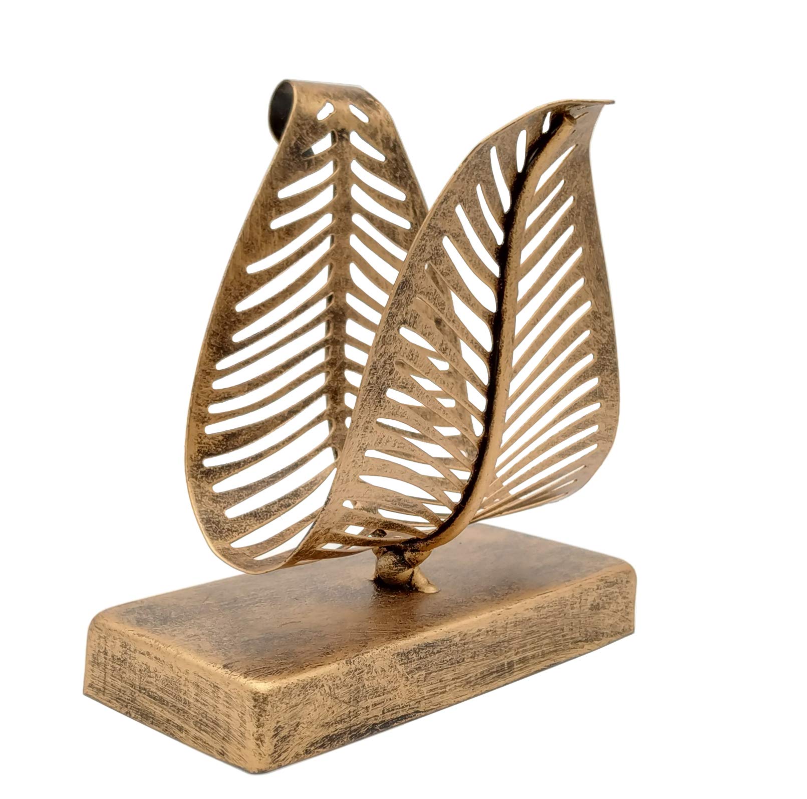 OwlGift Freestanding Modern Napkin Holder with Leaf Design, Tabletop Tissue Dispenser, Countertop Napkin Storage Organizer β Bronze