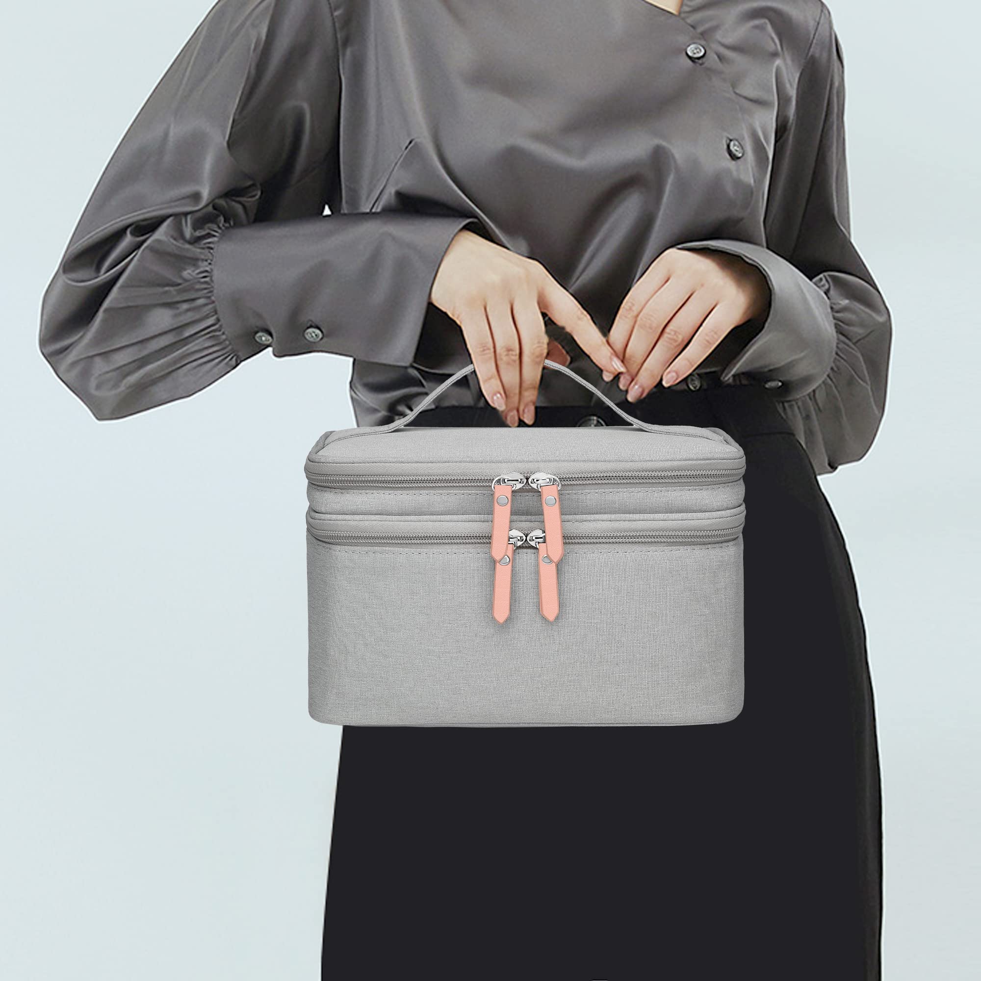 QIUXQIU Breast Pump Bag for Hands-Free Wearable Breast Pumps、Bottles,Pump Parts, and Storage Bag,Tote Bag,Multi-Function Breastmilk Cooler Bag Insulated Bag(Gray)