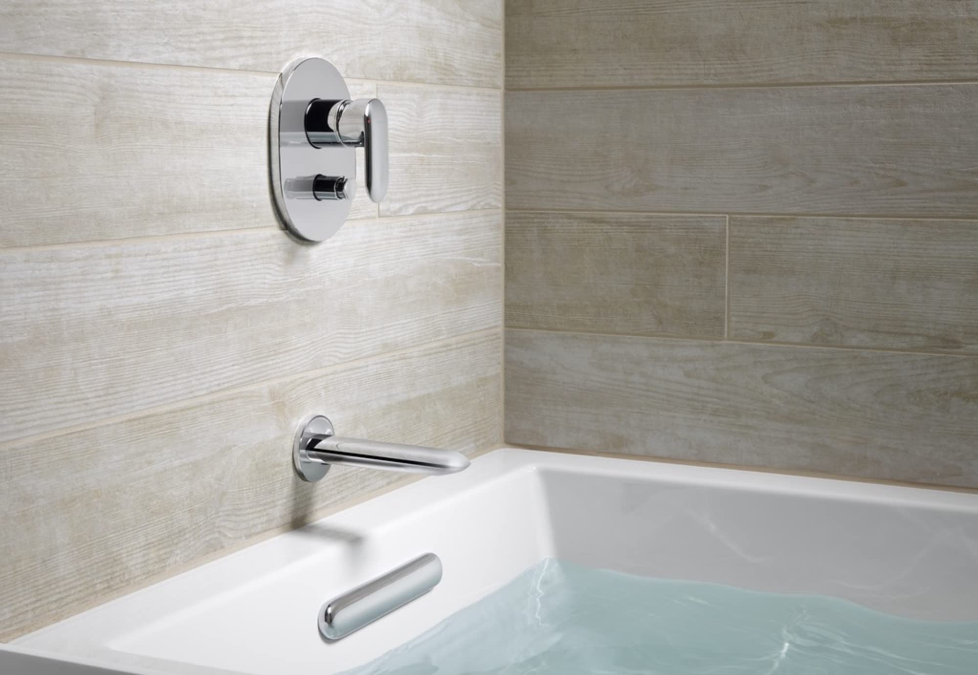 KOHLER K-1136-0 Underscore Rectangle 66-Inch x 36-Inch drop-in bath with end drain, White