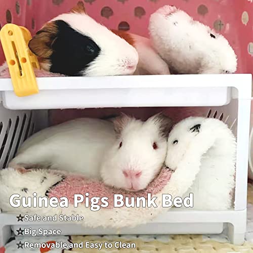 wcgfoever Guinea Pig Bunk Bed for Cage, Multi-Level Sleep Bed with 2 Blankets, Small Animals Cage Habitat Decor, Bedding for Guinea Pig Chinchilla Rat Hedgehog, Blue