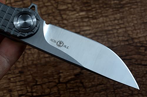 twosun TWOSUN Pocket Knife M390 Blade Flipper TC4 Titanium Handle TS308