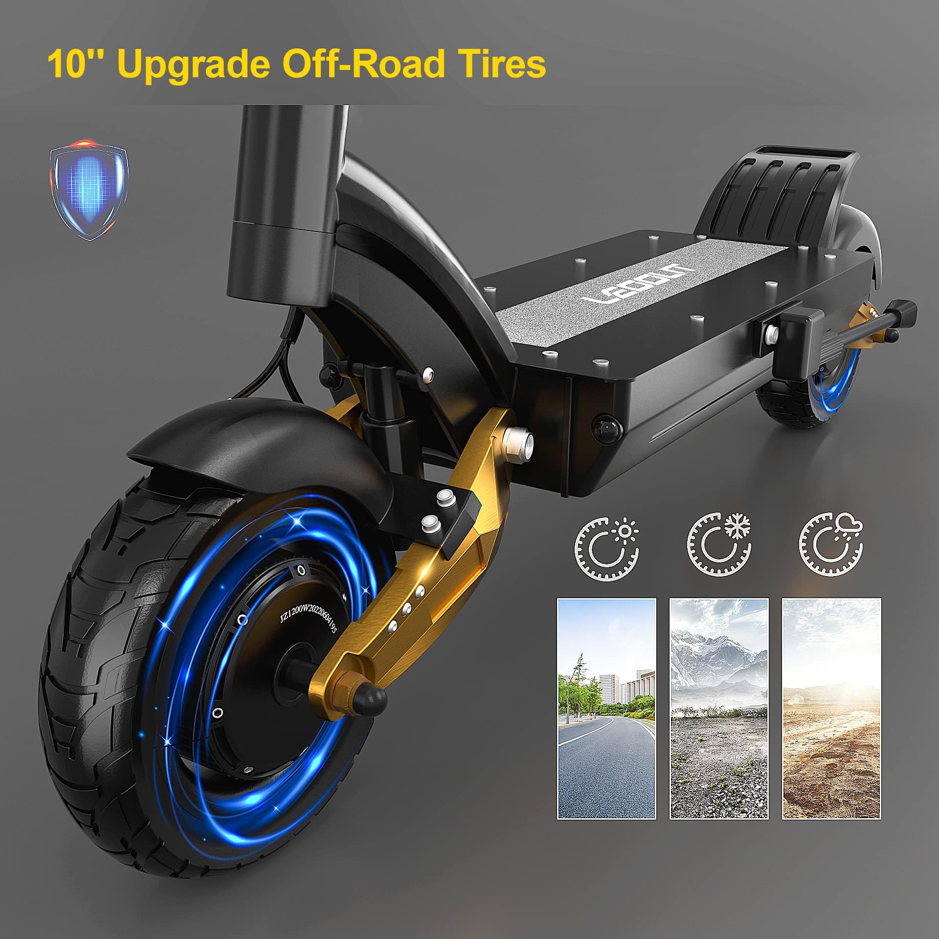 LEOOUT Electric Scooter 2800w Motor, 50-60 Miles Long Range & 40 MPH Speed, Upgraded 52V 25AH Battery, 10'' Heavy Duty Off-Road Tire, Electric Scooter for Adults