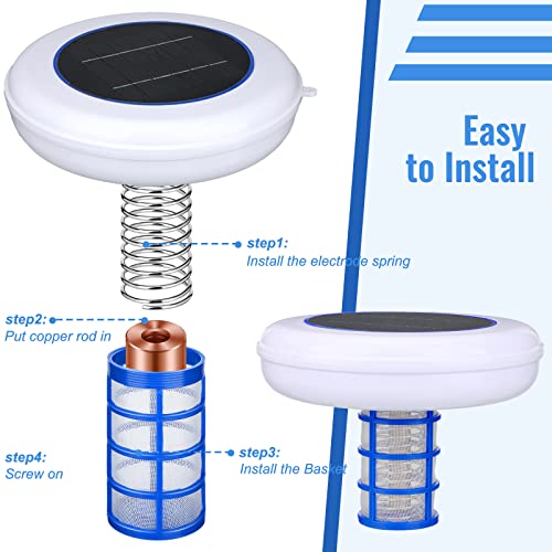 Solar Pool Ionizer Pool Purifier with 1 Replacement Copper Anode Less Chlorine Kill Algae Keeps Water Clear Pool Cleaning Clarifier Longer Lasting Anode High Gallons