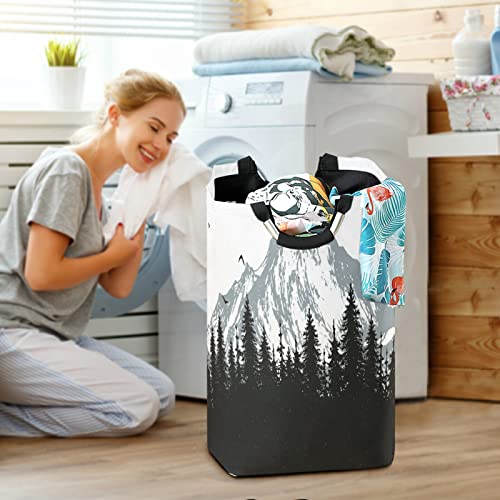 xigua Nature Mountains and Forest Laundry Basket Waterproof Clothes Hamper Collapsible Durable Dirty Clothes Large Storage Laundry Organizer