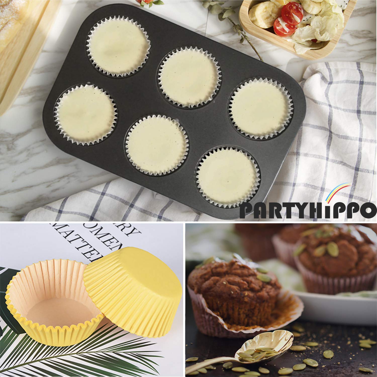 Party Hippo Aluminum Cupcake Baking Cups with Lids, 5oz 50 pack, Muffin Liners, Disposable Foil Ramekins, Aluminum Foil Baking Cups, Cupcake Baking Cups (Aluminum Blue)