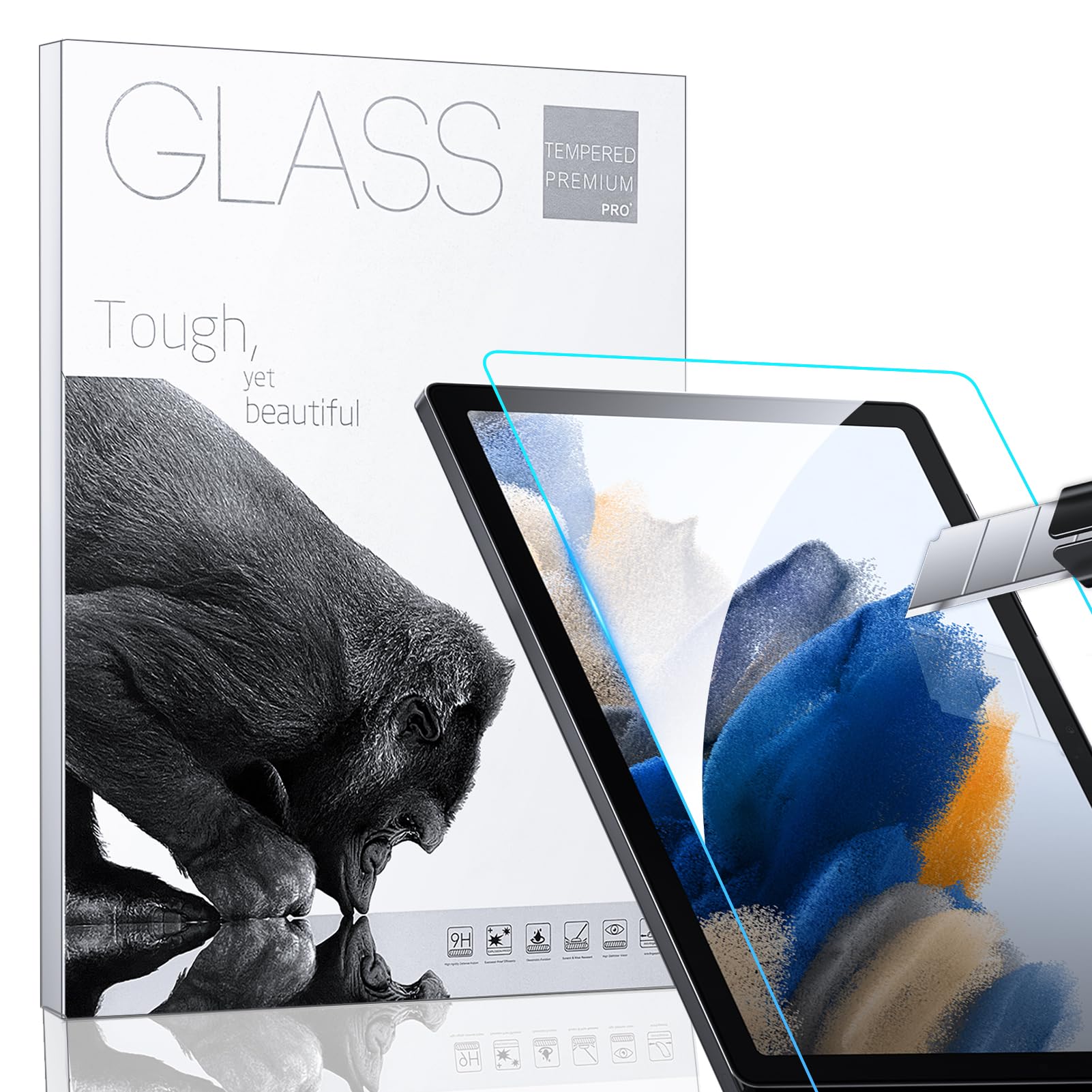 YongMai 【2 Pack】 Tempered Glass Screen Protector for Galaxy Tab A8 (2022 Released), High Definition & 9H Hardness Anti-Scratch,Sensitive Screen Film for Galaxy Tab A8 10.5inch (SM-X200/X205/X207)