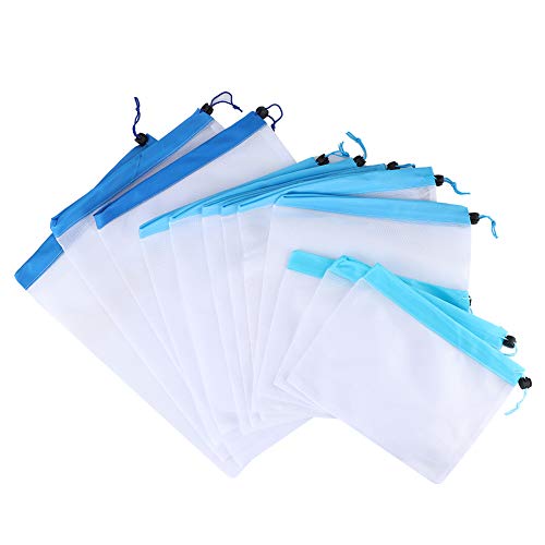 Produce Bags, Grogery Bags Washable Nearly Transparent Reusable Polyester for Fruit Vegetable Toys Cosmetics for Grocery Shopping