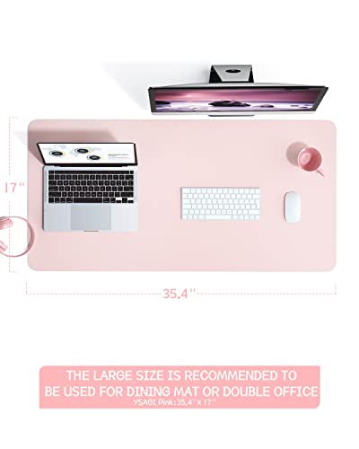 Writing Desk Pad Protector, YSAGi Anti-Slip Thin Mousepad for Computers,Office Desk Accessories Laptop Waterproof Desk Protector for Office Decor and Home (Pink, 35.4" x 17")
