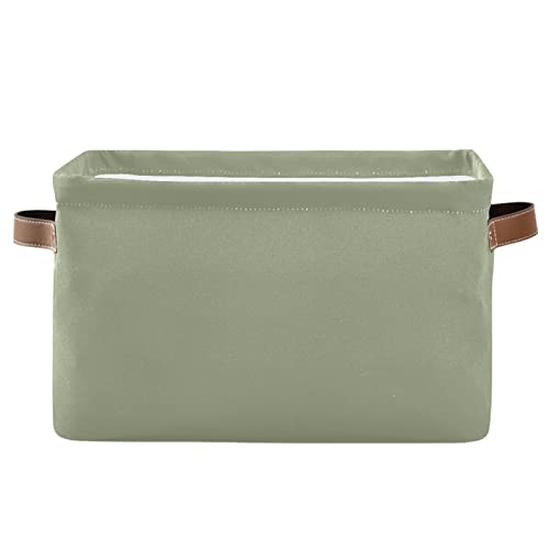xigua Storage Basket Sage Green Solid Color Collapsible Fabric Toy Storage Box With Handle Large Storage Bin Box For Home Office Closet - 1pack