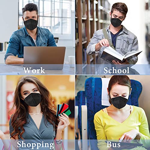 Rasav KN95 Face Mask 120 PCs,5 Layers Cup Dust Safety KN95 Masks, Protection Masks with Elastic Ear Loops for Women, Men(Black)