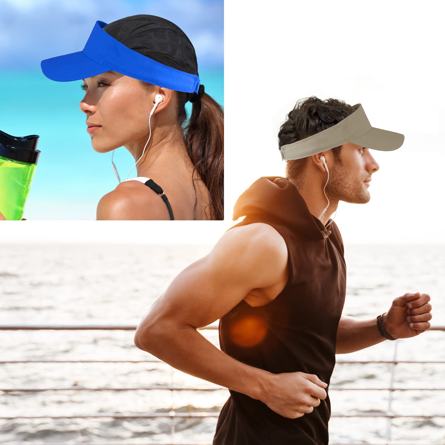 PLAIN GEAR Golf Visor hat for Men & Women - Sun Visors Hats Suitable for Tennis and Other Sports - Adjustable Velcro Closure (LT Grey)
