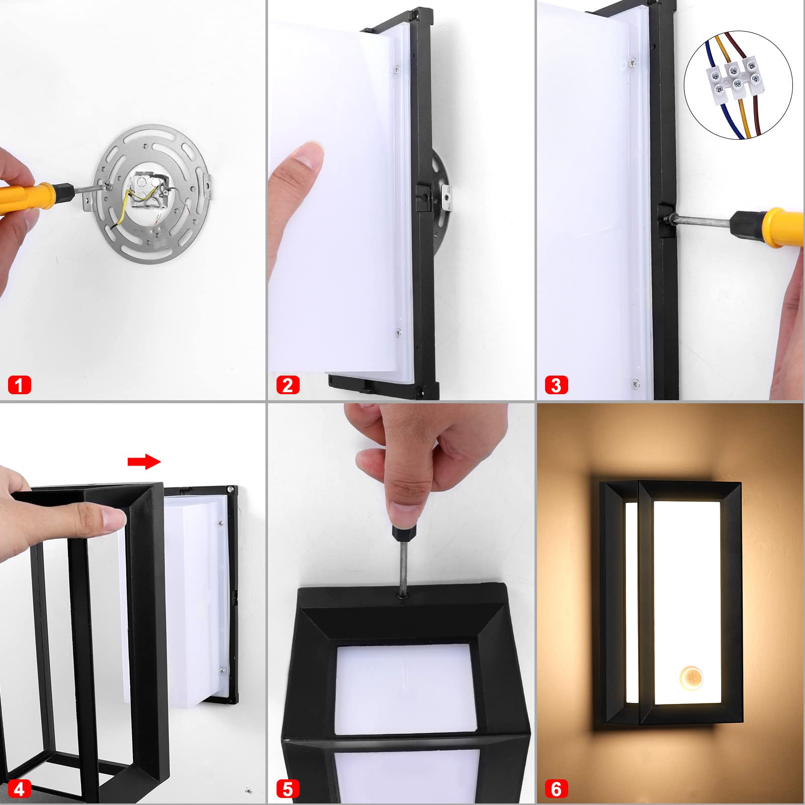Phenas 18W Motion Sensor LED Wall Light Outdoor Dusk to Dawn Light Sensor LED Wall Sconce Light Waterproof LED Wall Lamp for Patio Porch Courtyard Garden Backyard Villa, Warm White