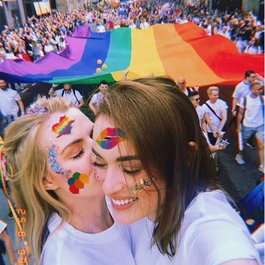 Ooopsiun 80 Pcs Rainbow Temporary Tattoos -10 Sheets Pride Tattoos Flower/Heart/Rainbow Tattoos for Pride Festivals