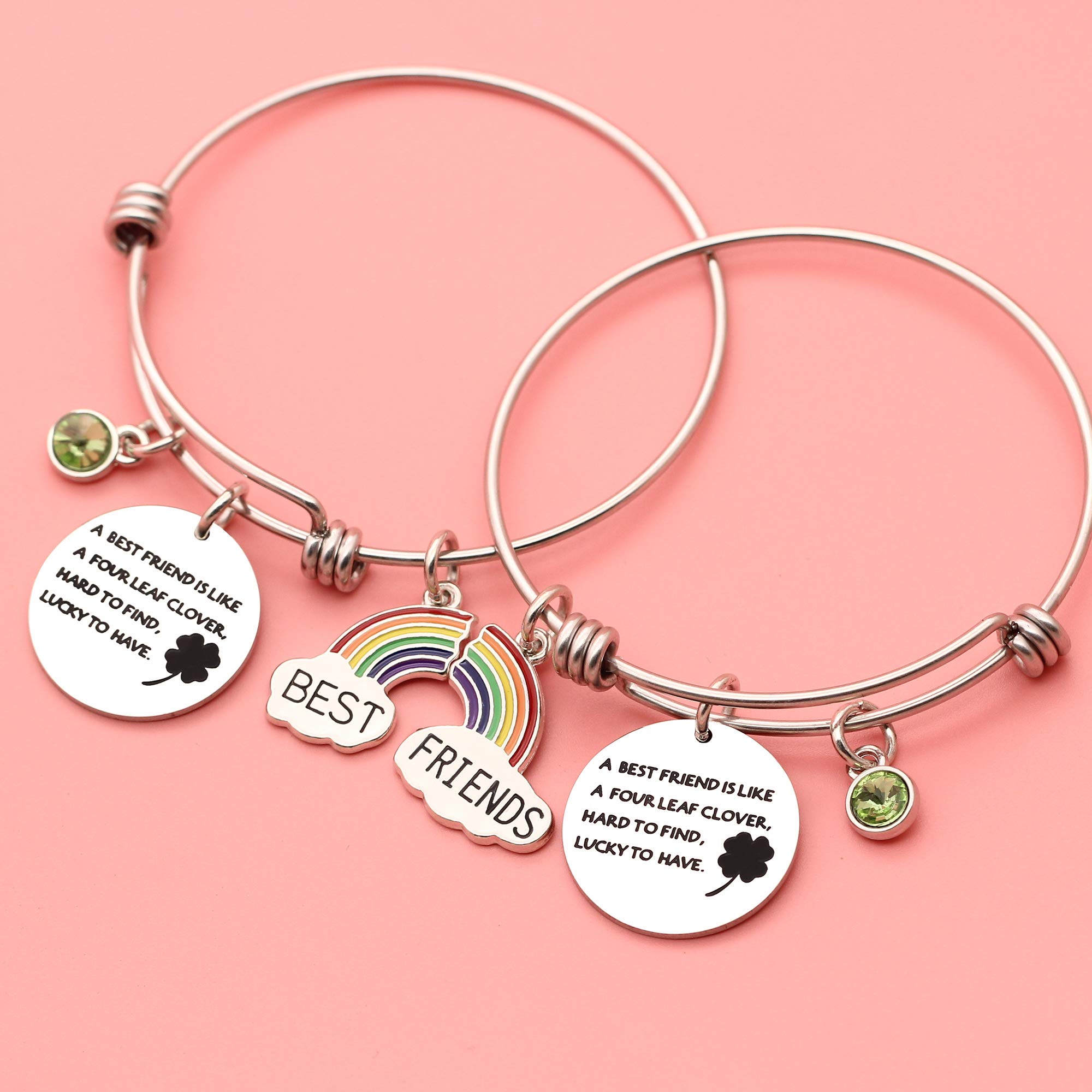 Maxforever Friendship Bangle Gifts 2Pcs Charm Bangles Bracelets for Best Friends Besties Birthday Anniversary Graduation Thanksgiving Christmas