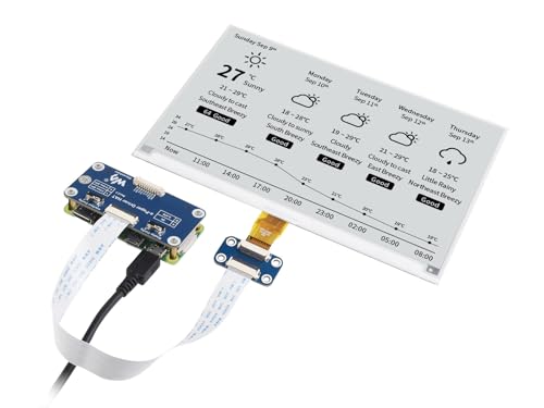 Waveshare 7.5inch E-Paper HAT Display Module Compatible with Raspberry Pi 5/4B/3B/Zero/Zero W/Zero 2W/Pico/Pico W/Pico WH/Jetson Nano, 800×480 Resolution Black and White