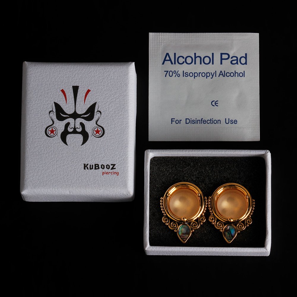KUBOOZ(1 Pair Summer Sea-Shell Stainless Steel Screw Ear Plugs Tunnels Gauges Stretcher Piercings